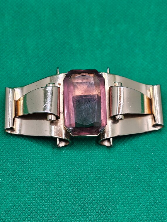 Vintage Coro Gold Toned Brooch 1950s era - Gem