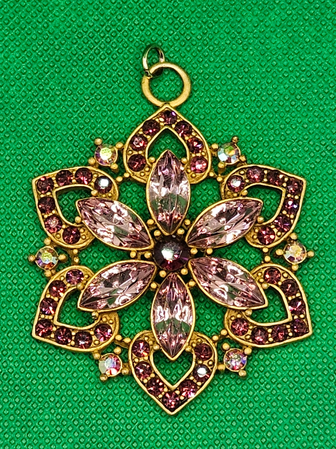 Vintage Gold Toned Purple Rinestone Pendent - Etsy