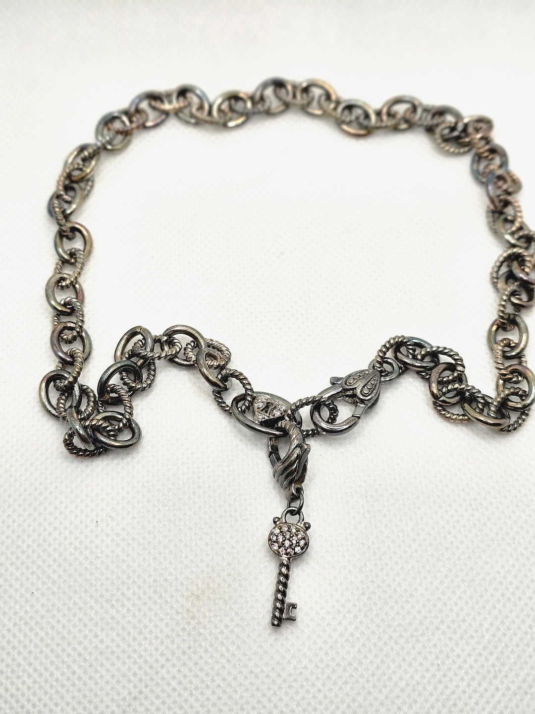 Vintage Signed 925 Judith Ripka Chain With Key Pendent - Etsy