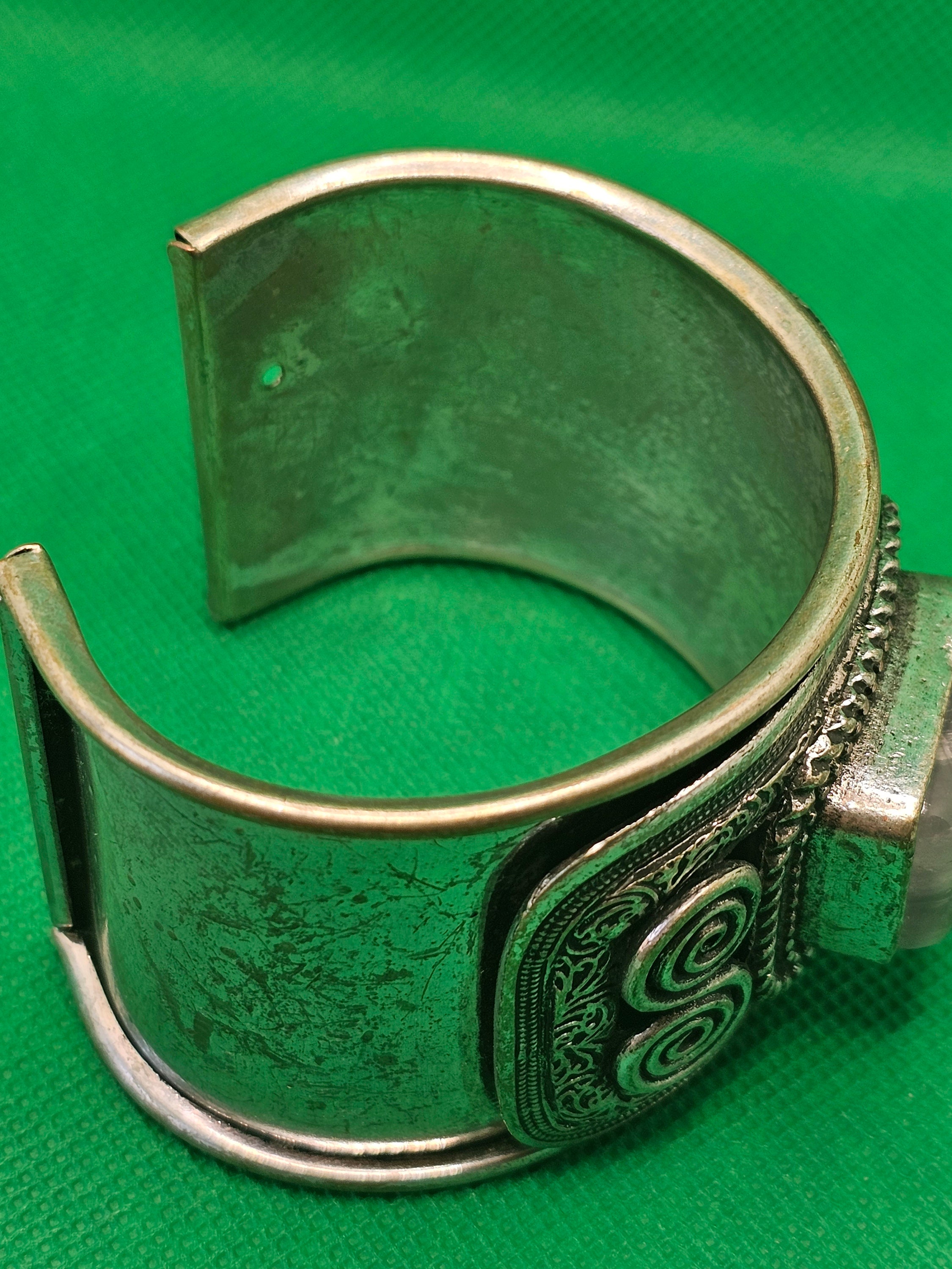 Vintage Metal Cuff With Possible Amethyst Stone - Etsy