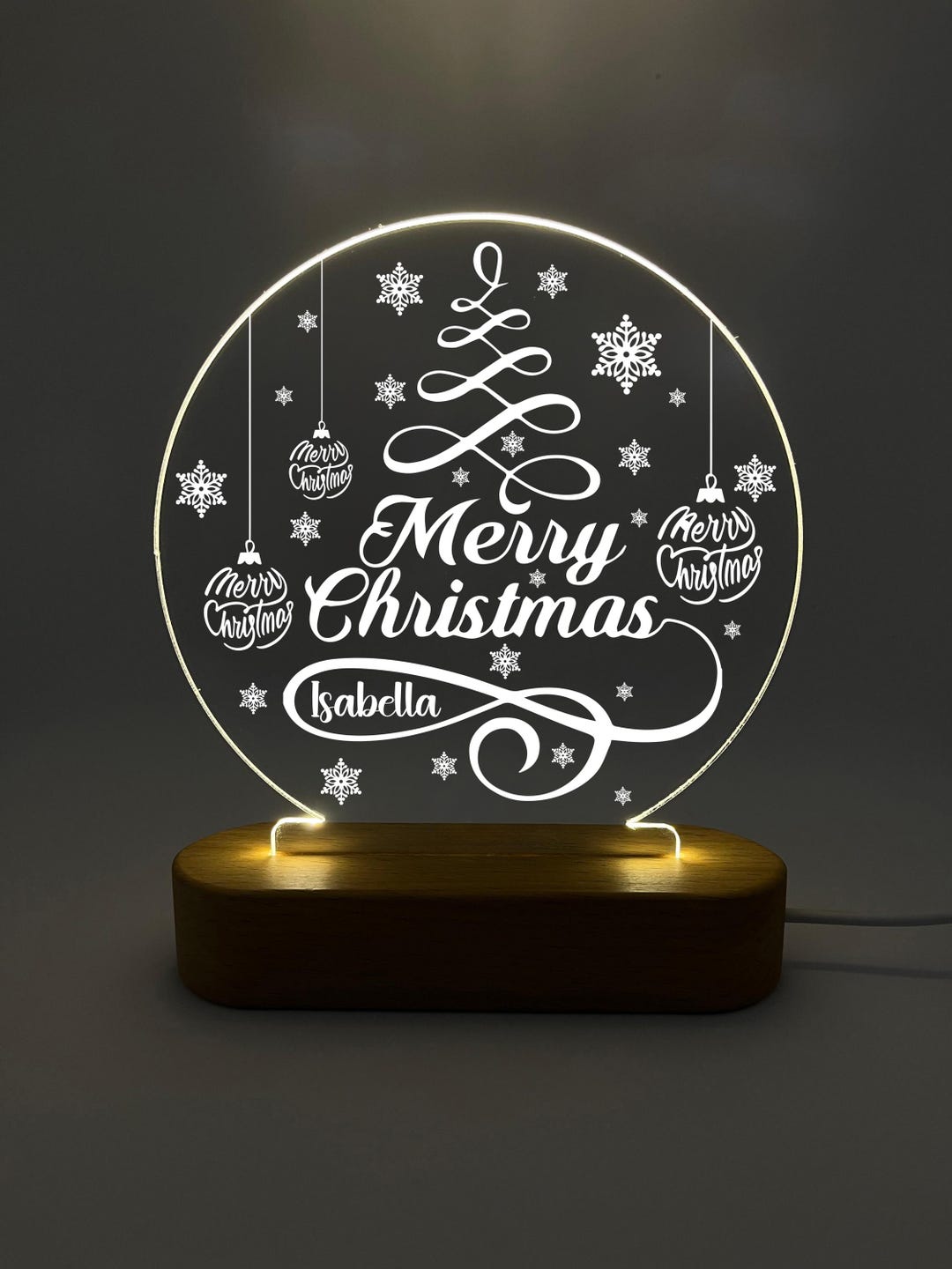 Personalized Christmas Tree LED Lamp Custom 3D Night Light With Name ...