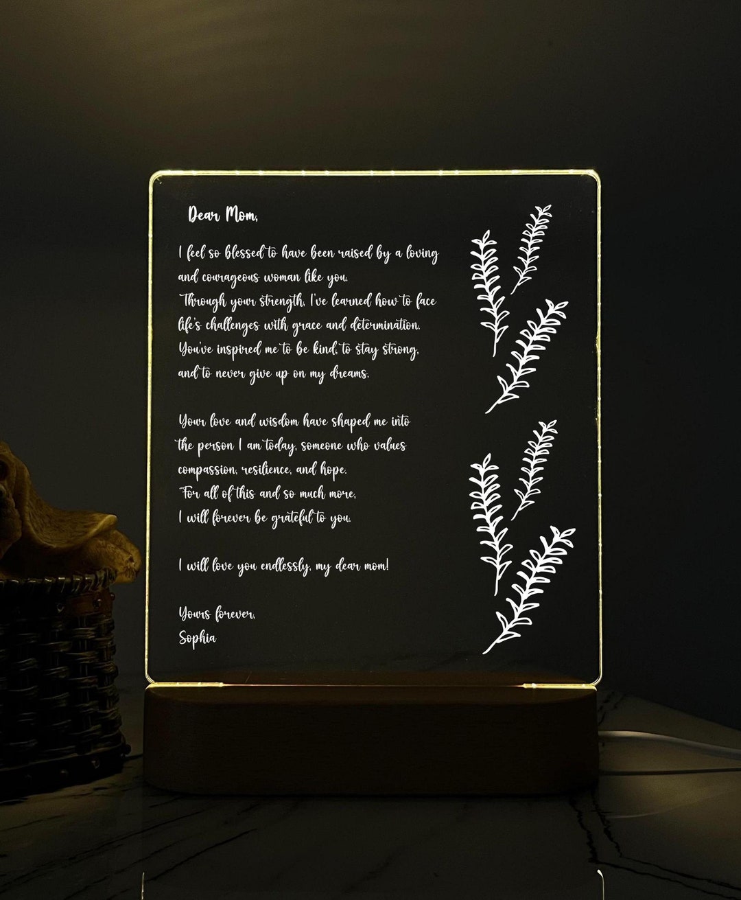 Personalized Plexi Letter Night Light - Mom Letter Plexi Night Light ...
