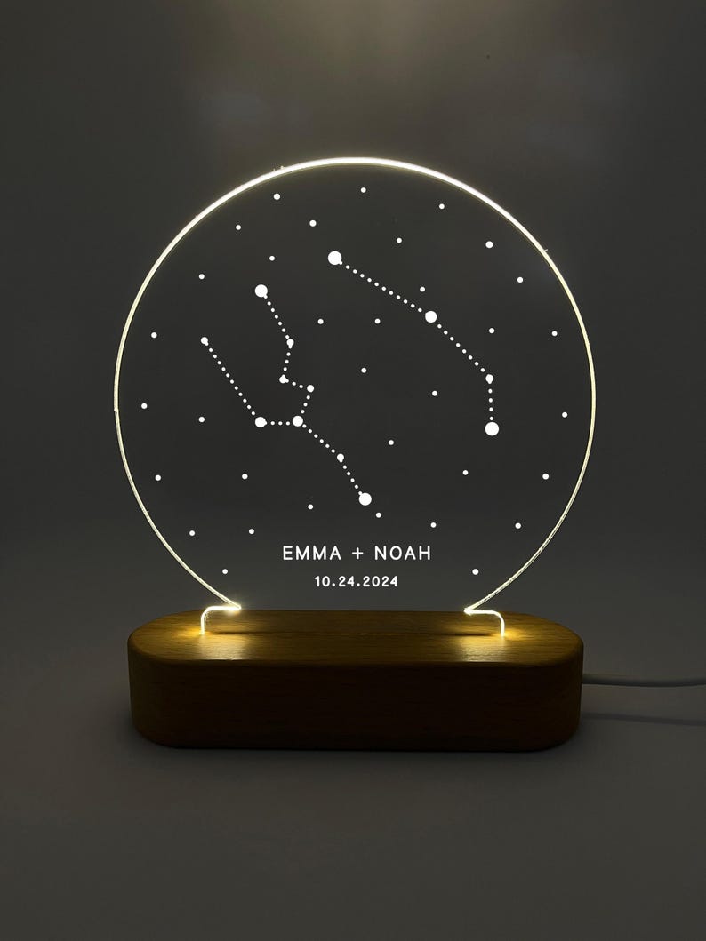 Personalized Zodiac LED Light • Couples Gift • Anniversary Gift ...