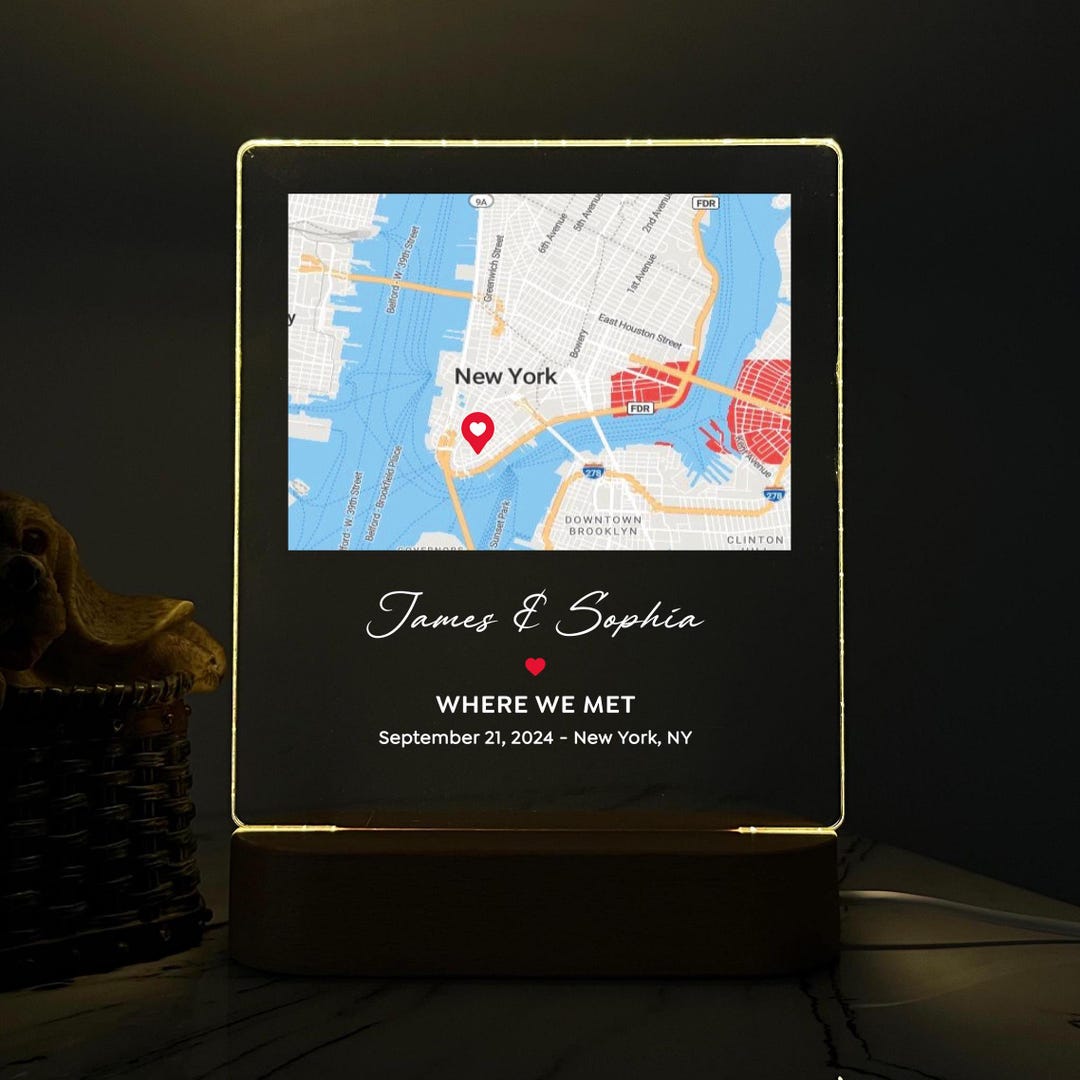 Custom Map Plaque • Where We Met • Wedding • Anniversary • Our First ...