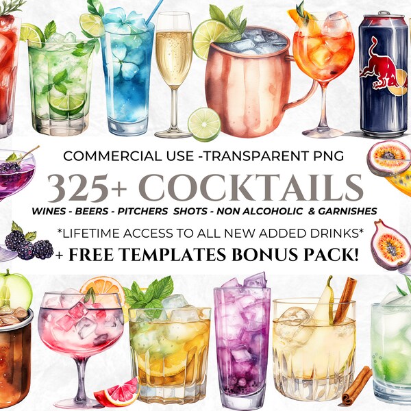 Signature Cocktail Clipart - Etsy
