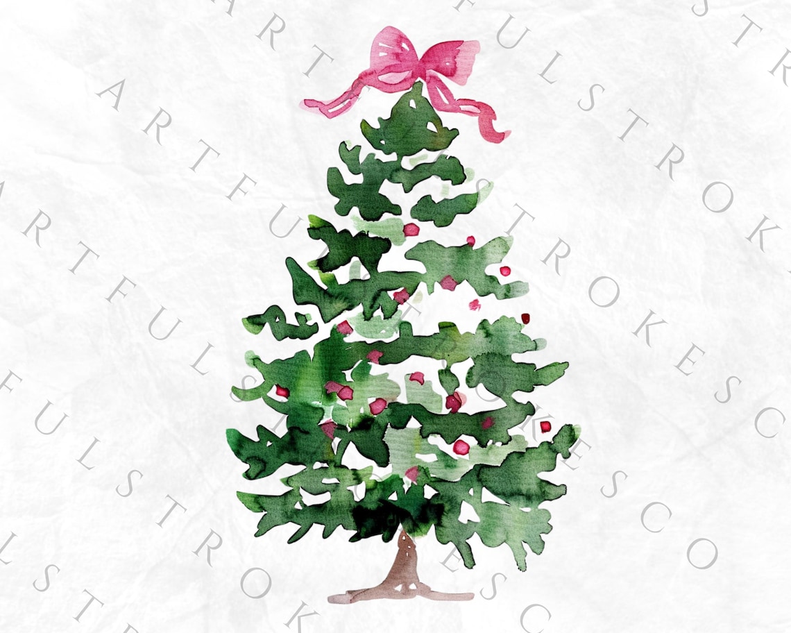 Watercolour Christmas Trees Clipart, Christmas Invitations Clipart ...