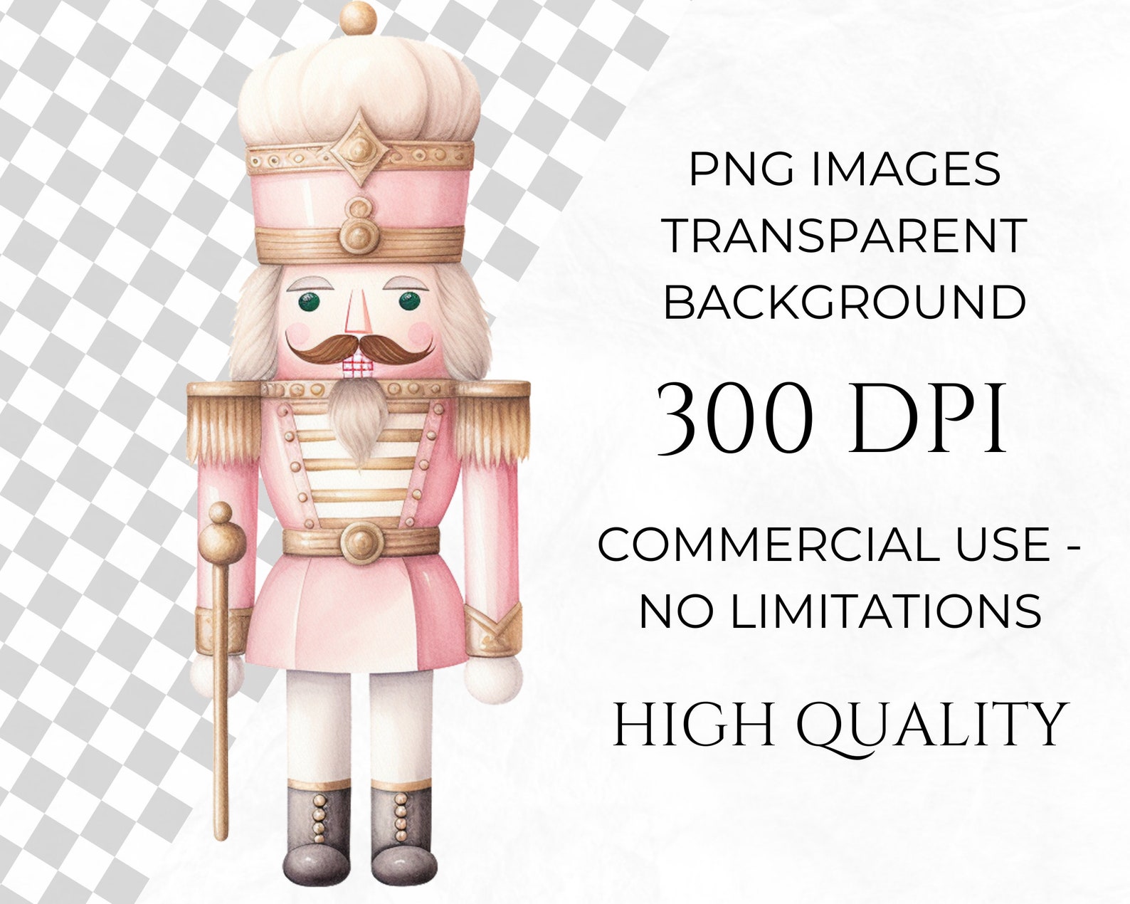 40 Nutcracker Christmas Clipart, Pink Christmas, Elements for Christmas ...
