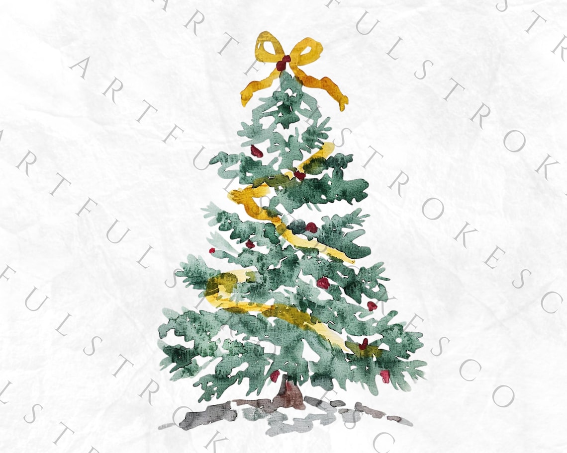 Watercolour Christmas Trees Clipart, Christmas Invitations Clipart ...