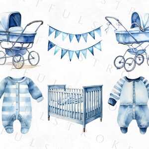 35 Watercolour Baby Shower Clipart, Baby Boy Clipart, Newborn Baby Boy ...
