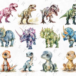 Watercolour Dinosaur Clipart, Dino PNG, Baby Dinosaur, T- Rex, Boys ...