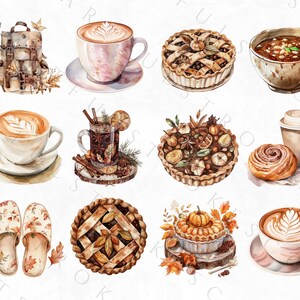 100 Watercolour Autumn Clipart, Fall Clipart, Cozy Autumn PNG Bundle ...