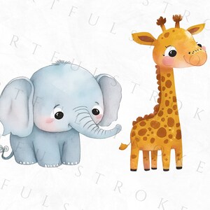 12 Baby Safari Animals Clipart, Watercolour Clipart, Nursery Clipart ...