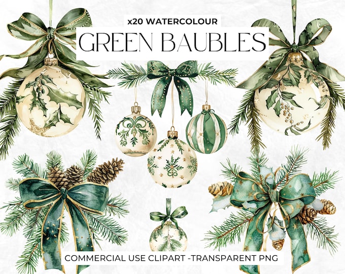 Green Christmas Clipart Holiday Clipart Christmas Decor Winter Green ...