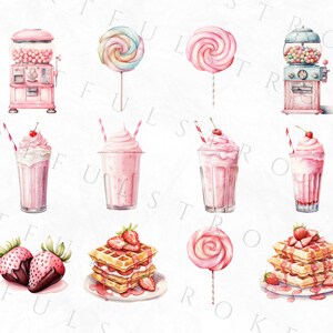 40 Watercolour Sweets Clipart, Deserts Clipart, Candy PNG Bundle ...