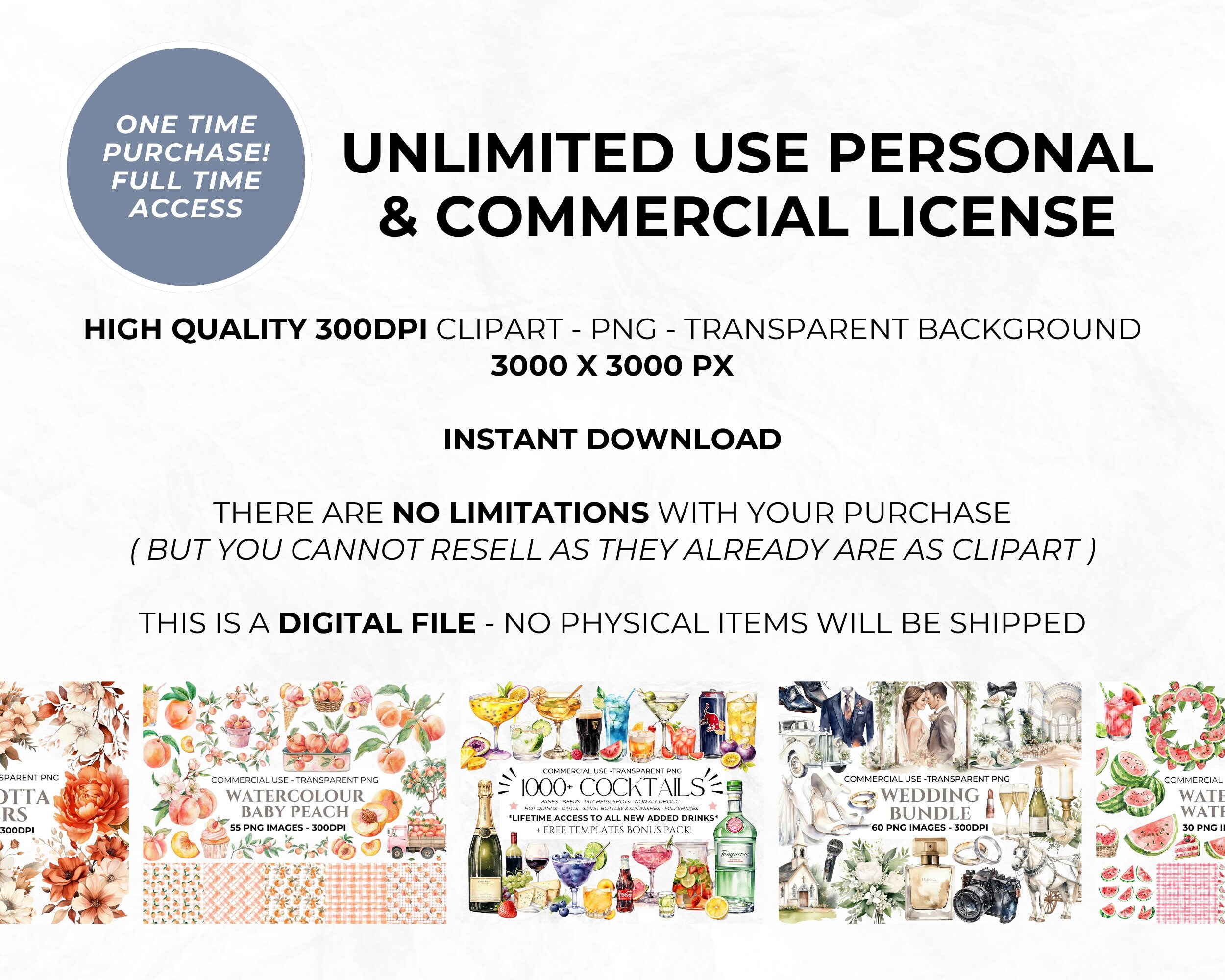 Watercolour Clipart Bundle, Full Store Lifetime Access, High Quality ...