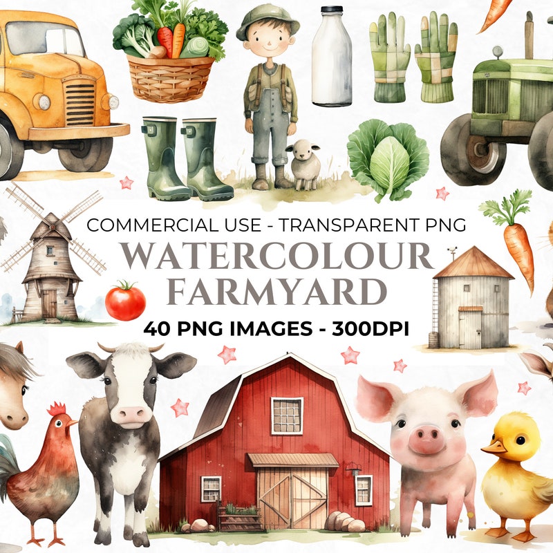 Farm Animal Clipart - Etsy