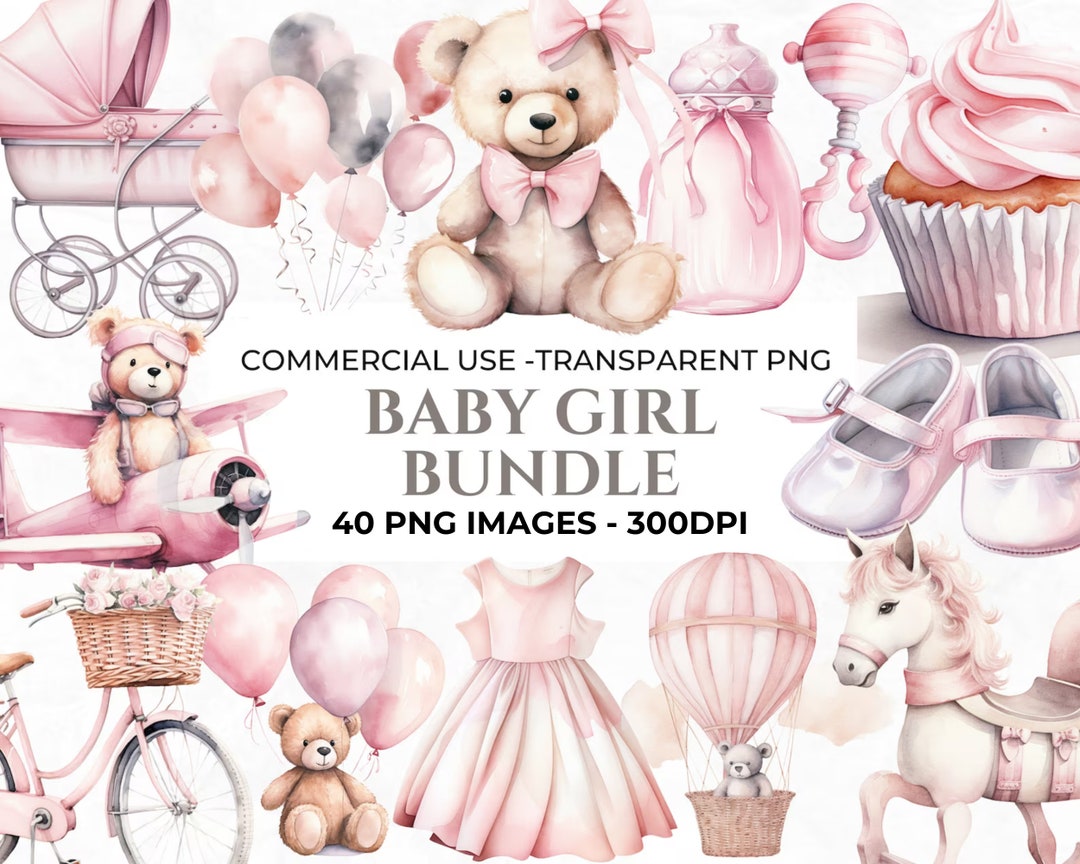 40 Watercolour Baby Shower Clipart, Baby Girl Clipart, Newborn Baby ...