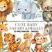 12 Baby Safari Animals Clipart, Watercolour Clipart, Nursery Clipart ...