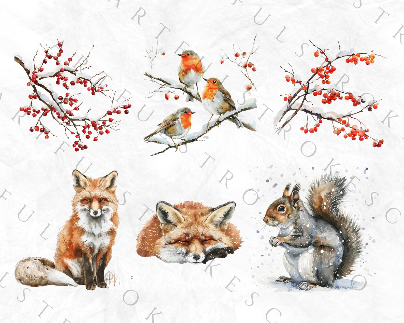 Christmas Woodland Clipart, Forest Animals, Winter PNG, Branches PNG ...