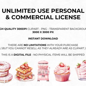 40 Watercolour Sweets Clipart, Deserts Clipart, Candy PNG Bundle ...