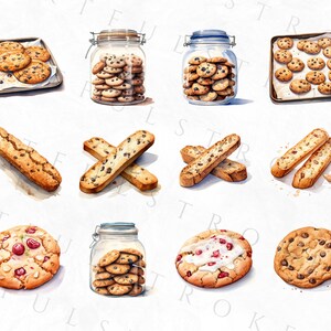 65 Watercolour Cookie Clipart, Elements for Cafe Clipart, Food PNG ...