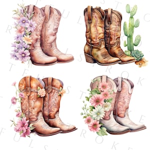 20 Watercolour Cowgirl Boots Clipart, Western Clipart, Cowgirl Bundle ...