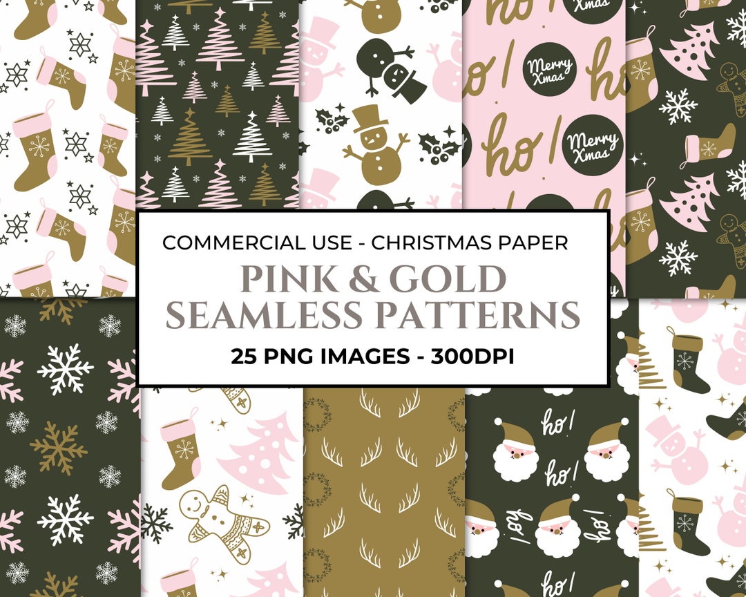 25 Printable Pink Christmas Digital Paper Christmas Seamless - Etsy