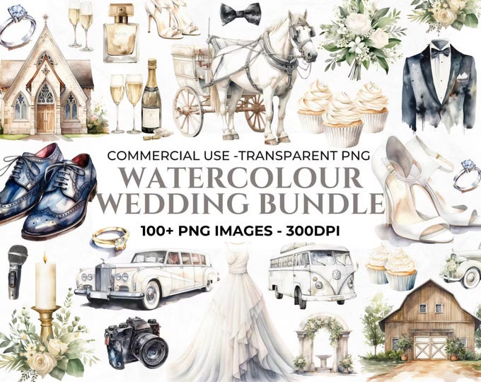 Watercolor Wedding Clipart Bundle, Wedding Timeline Clipart, Wedding ...