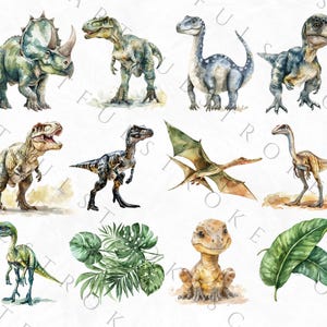 Watercolour Dinosaur Clipart, Dino PNG, Baby Dinosaur, T- Rex, Boys ...