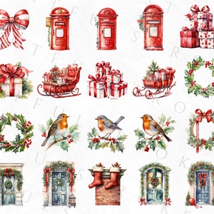 125 Watercolour Christmas Clipart, the North Pole, Santas Village ...