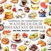 100 Watercolour Breakfast Clipart, Elements for Cafe Clipart, Menu Food ...