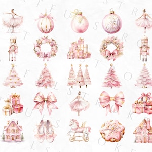 40 Nutcracker Christmas Clipart, Pink Christmas, Elements for Christmas ...
