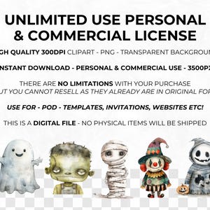 70 Watercolour Cute Halloween Clipart, Scary PNG, Pumpkin, Kids ...