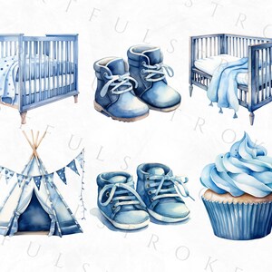 35 Watercolour Baby Shower Clipart, Baby Boy Clipart, Newborn Baby Boy ...