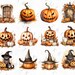 50 Jack O' Lanterns Clipart, Watercolour Halloween PNG, Carved Pumpkin ...