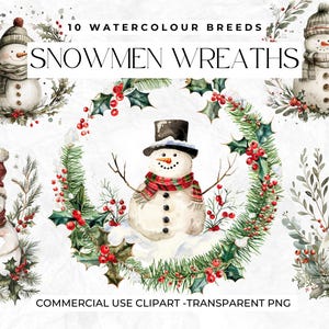 Watercolour Snowman Clipart, Christmas Wreath, Christmas Frame, Snowmen ...