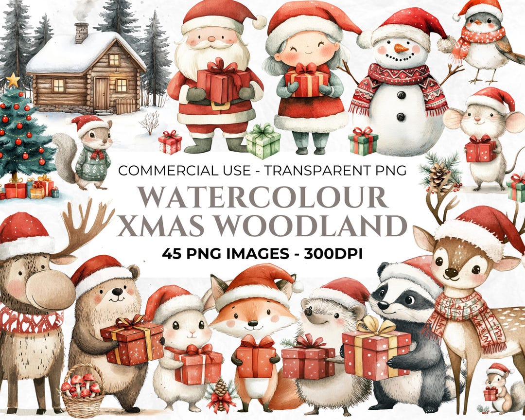 Woodland Christmas Clipart, Cute Forest Animals, Baby Woodland, Animals ...