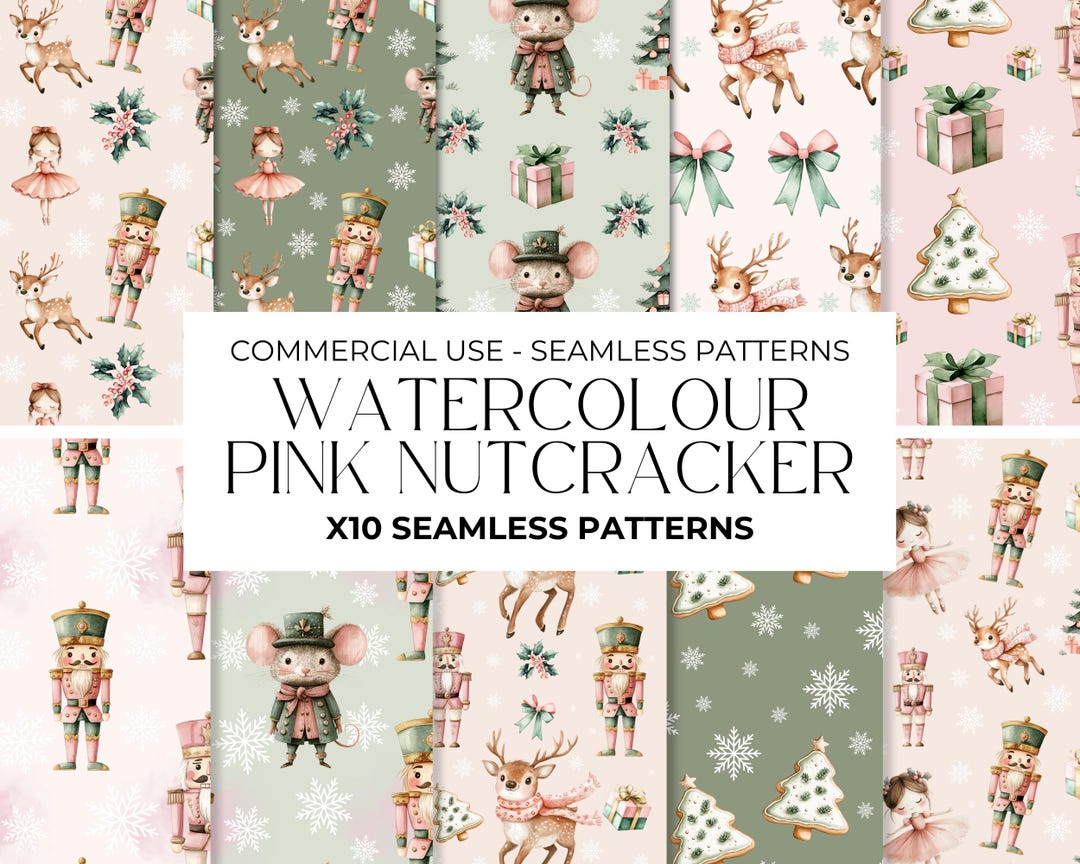 Watercolour Christmas Nutcracker Seamless Pattern, Christmas Tree ...