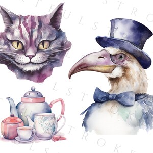 18 Watercolour Alice in Wonderland Clipart, Alice Adventures, Mad ...