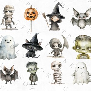 70 Watercolour Cute Halloween Clipart, Scary PNG, Pumpkin, Kids ...
