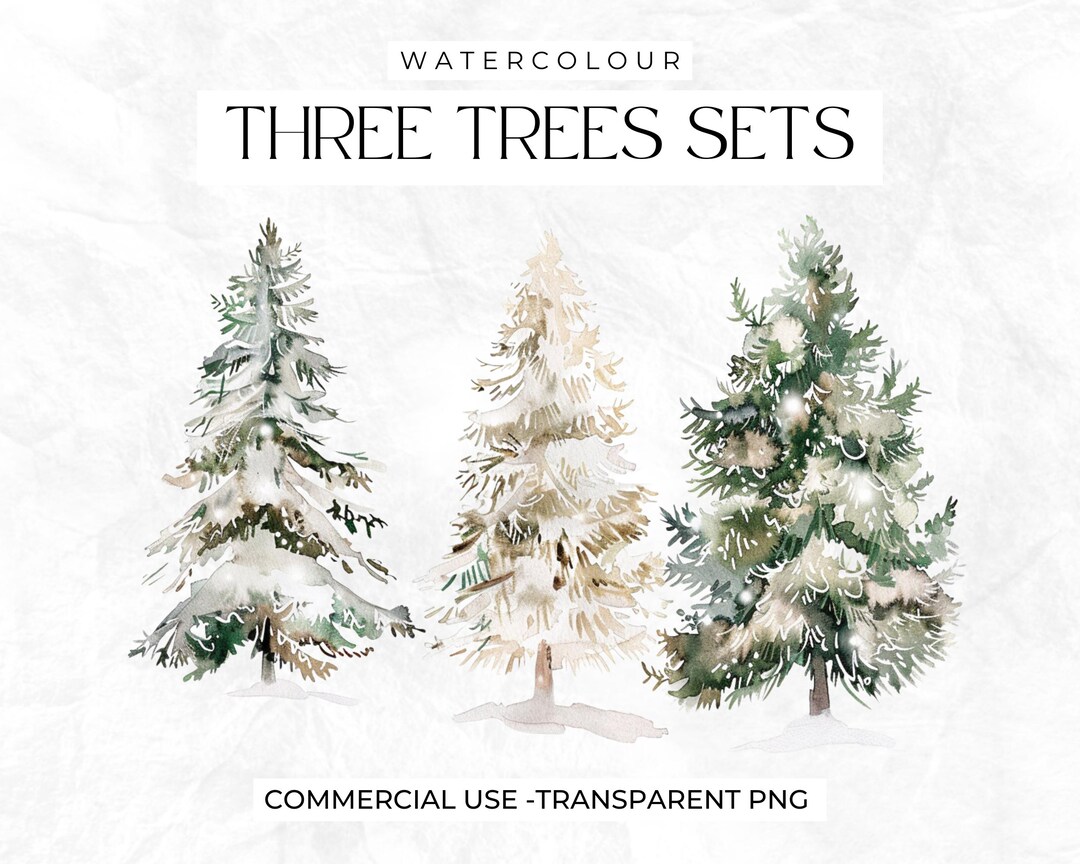 Watercolour Christmas Trees Clipart, Pine Tree Clipart, Green Christmas ...