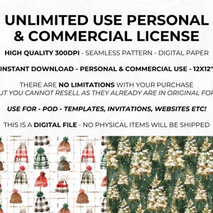 Watercolour Christmas Plaid Seamless Pattern, Christmas Tree Clipart ...