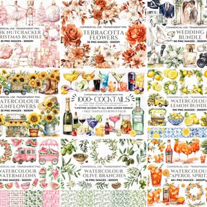 Watercolour Clipart Bundle, Full Store Lifetime Access, High Quality ...
