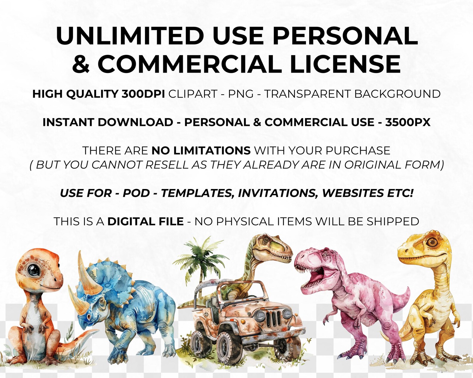 Watercolour Dinosaur Clipart, Dino PNG, Baby Dinosaur, T- Rex, Boys ...