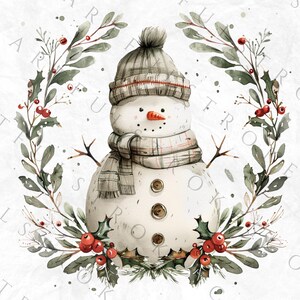 Watercolour Snowman Clipart, Christmas Wreath, Christmas Frame, Snowmen ...