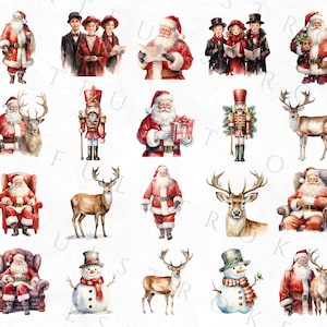 125 Watercolour Christmas Clipart, the North Pole, Santas Village ...