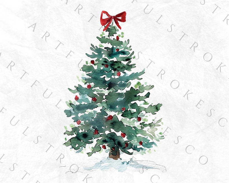 Watercolour Christmas Trees Clipart, Christmas Invitations Clipart ...