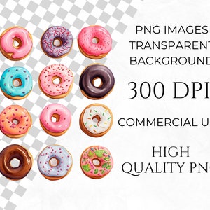 20 Watercolour Donuts Clipart, Food Clipart, Dessert PNG Bundle ...