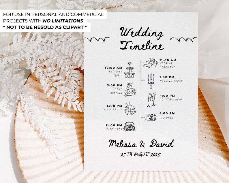 70 Hand Drawn Wedding Timeline Icons, Wedding Clipart, Timeline PNG ...
