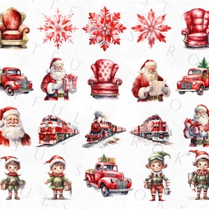 125 Watercolour Christmas Clipart, the North Pole, Santas Village ...